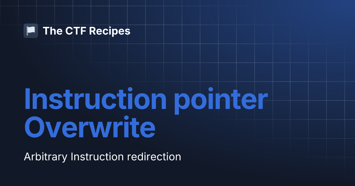 Instruction pointer Overwrite | The CTF Recipes